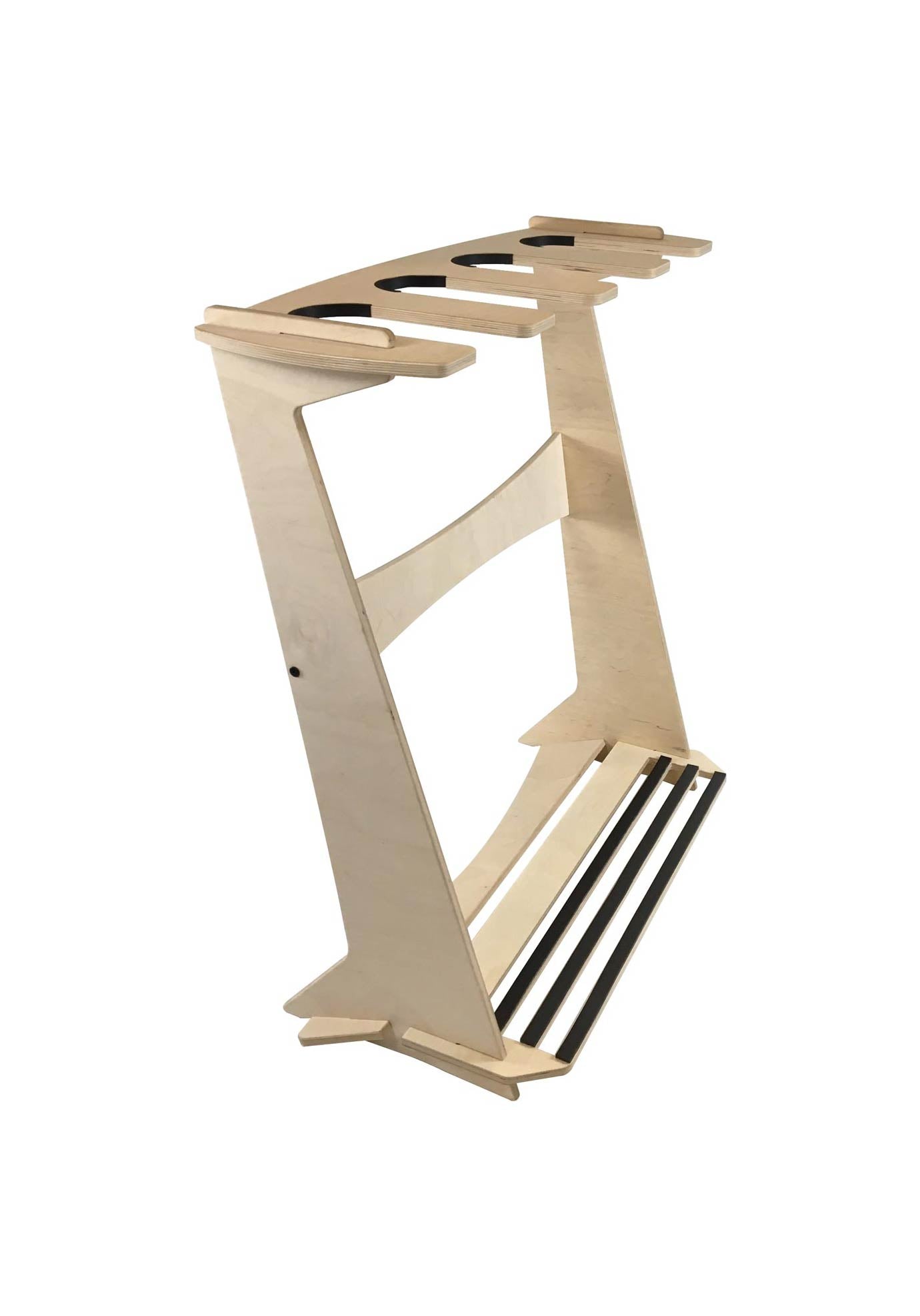 Free-standing Wooden Surfboard Rack | 4 Surfboards w/ Fins
