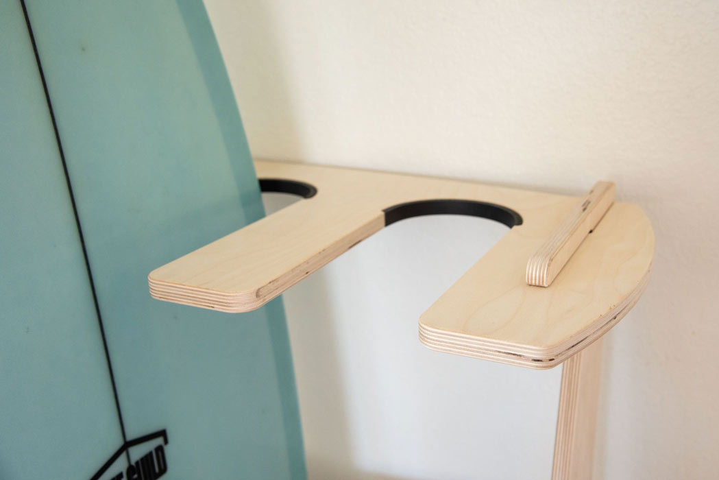 Free-standing Wooden Surfboard Rack | 4 Surfboards w/ Fins