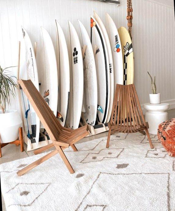 Wood Freestanding Surfboard Rack | Holds 3-6 Boards